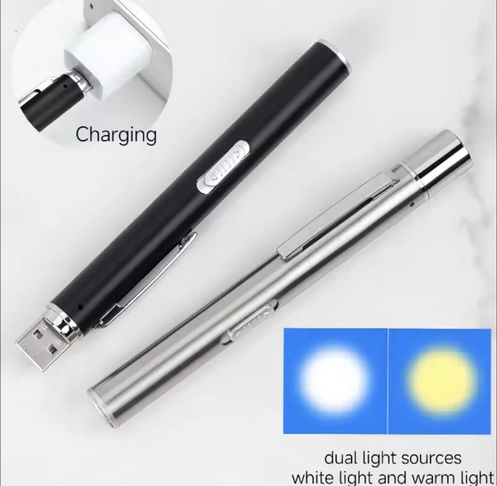 Mini Rechargeable LED medical penlight silver - Medstore